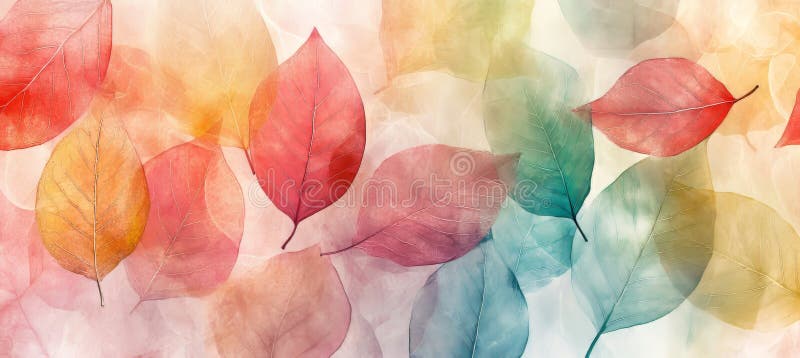 Colorful Autumn Leaves Background Pastel Gradient of Falling Leaves for ...