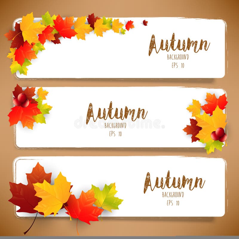 Colorful Autumn Leaves of Banners Stock Vector - Illustration of ...