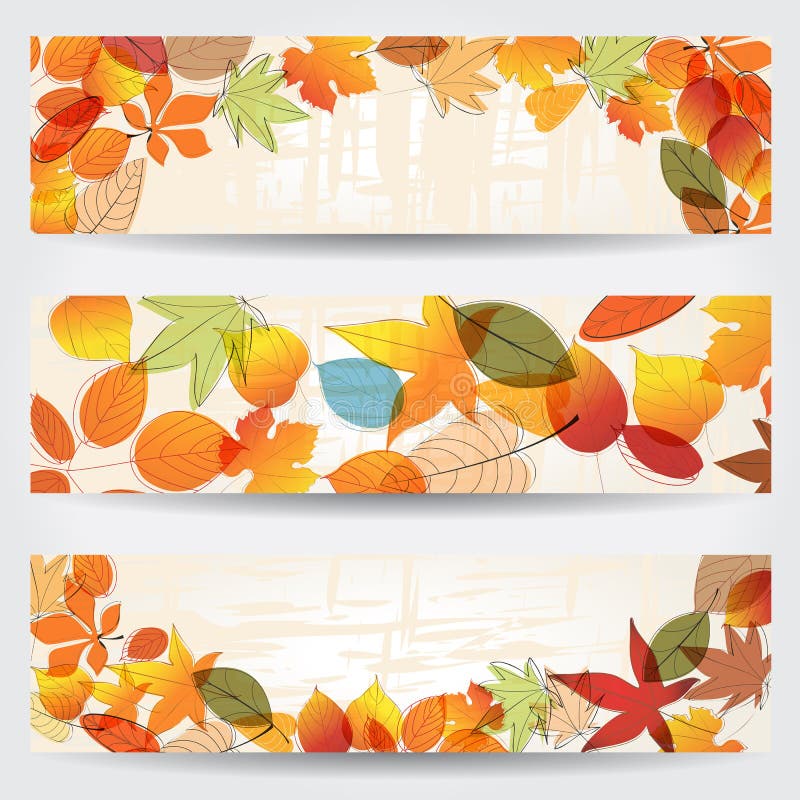 Vector Banners with Colorful Autumn Leaves. Stock Vector - Illustration ...