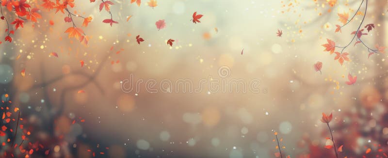 Autumn Leaves Falling Gently in a Softly Lit Forest at Dusk Stock Image ...