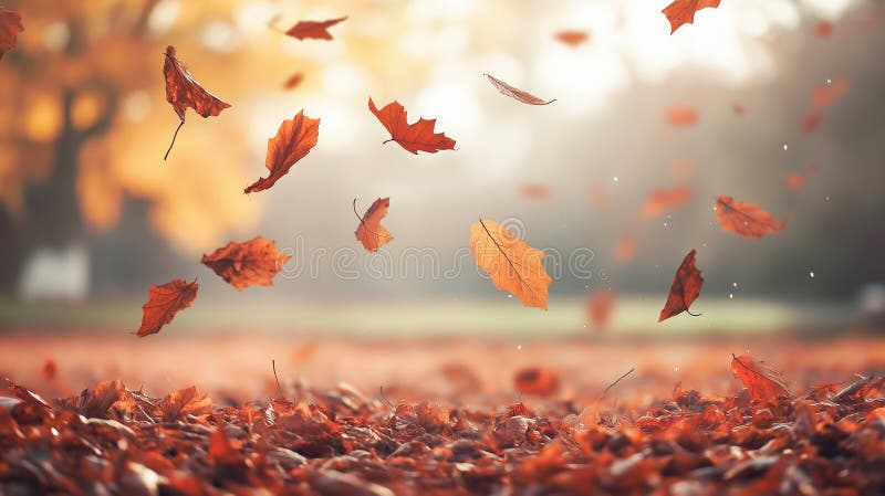 Colorful Autumn Leaves Float through the Air, Capturing the Essence of ...