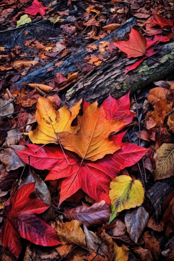 Colorful Autumn Leaves on a Forest Floor Stock Illustration ...