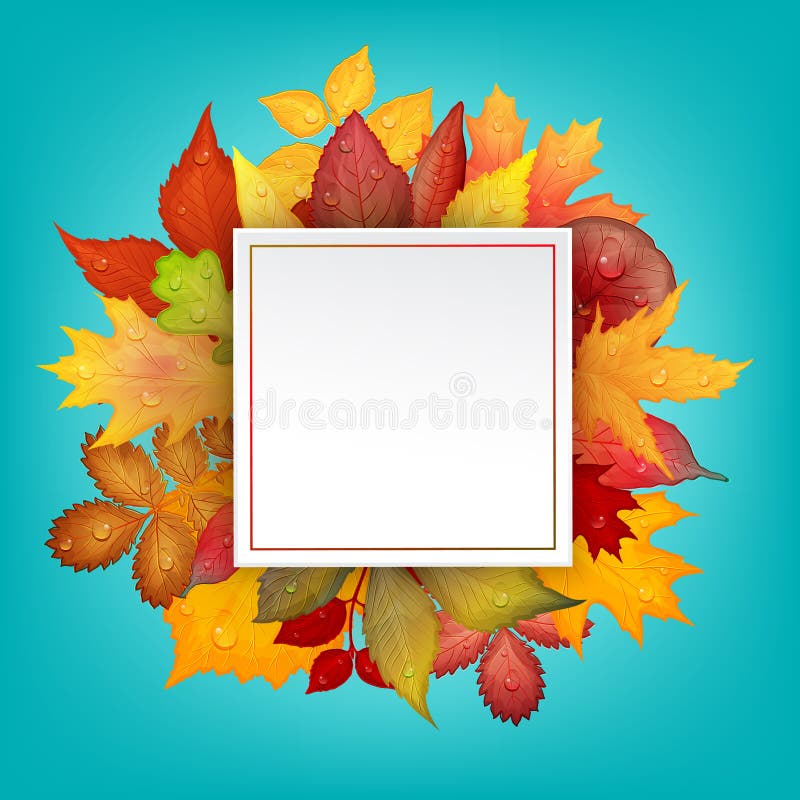 Autumn Frame with Pumpkins and Colorful Leaves Stock Illustration ...