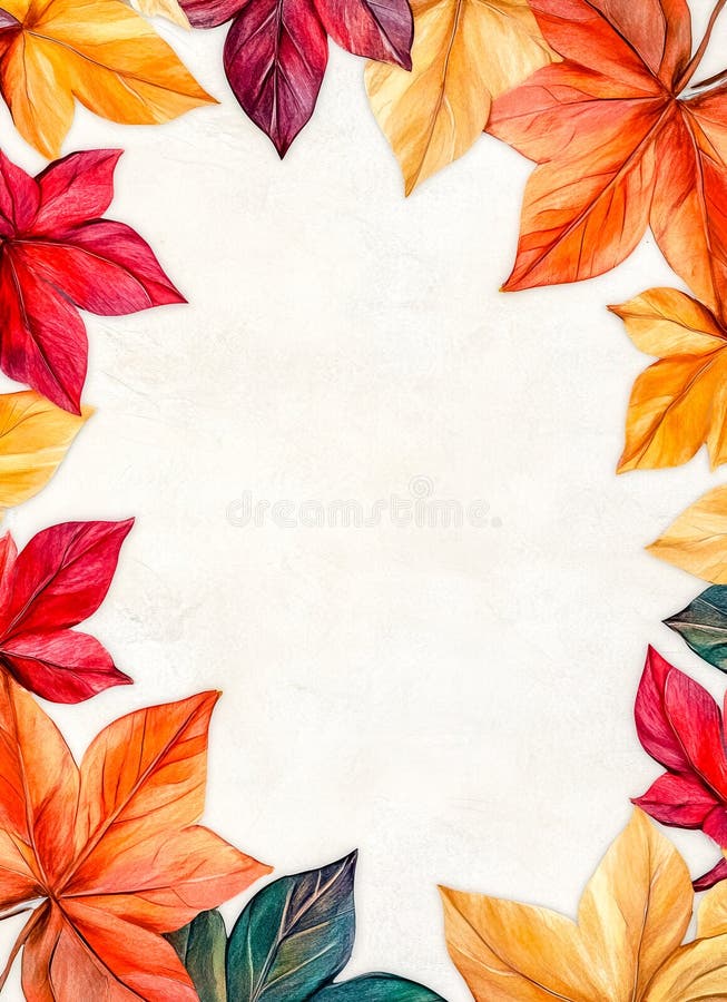 Colorful Autumn Leaves Frame on White Background Stock Photo - Image of ...