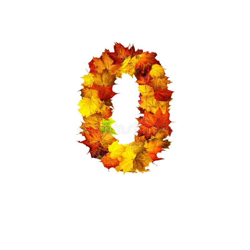 Colorful Autumn Leaves Isolated on White Background As Number Zero ...