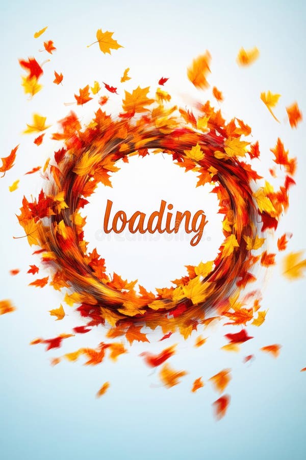 Autumn Leaves Frame Swirling with Loading Text Stock Photo - Image of ...