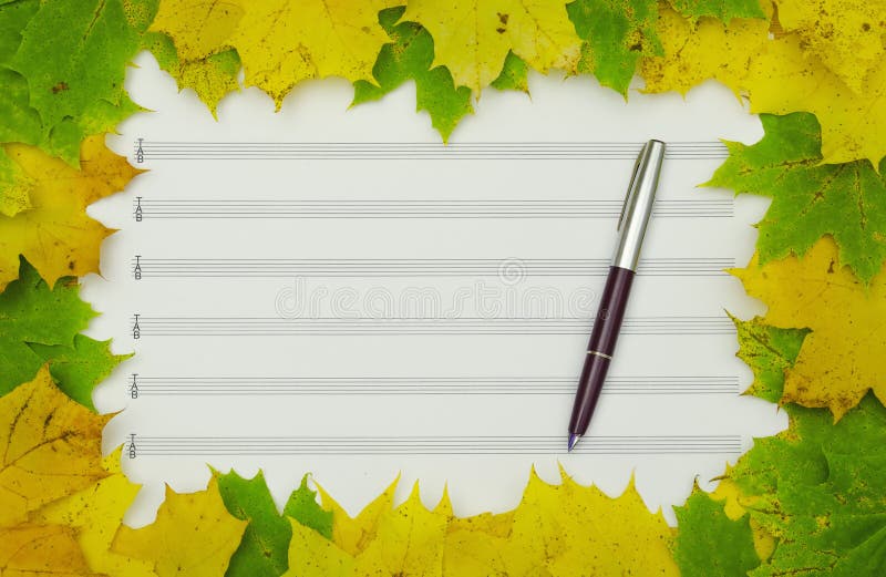 Colorful Autumn Leaves and Sheets of Paper Stock Image - Image of maple ...