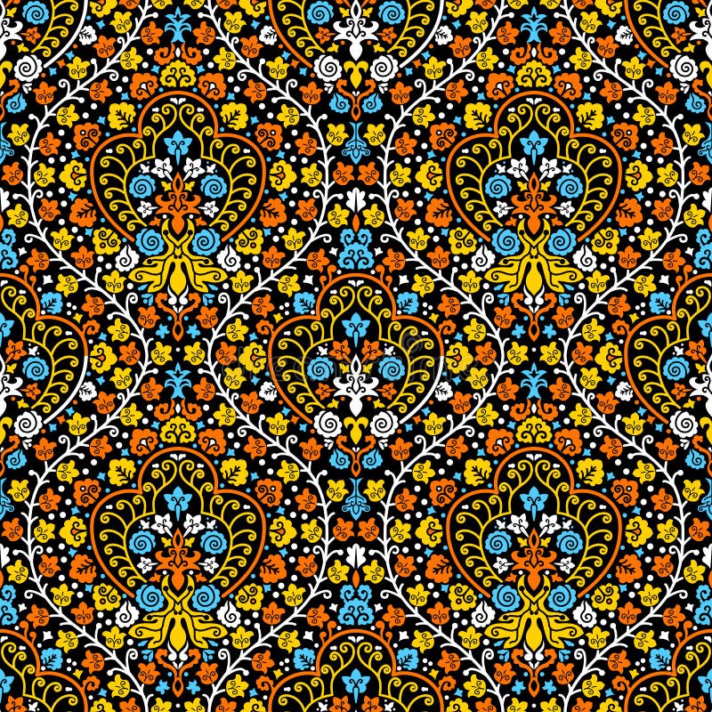 Colorful Autumn Themed Floral Seamless Pattern Stock Vector ...