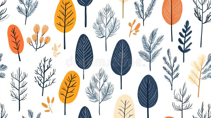 Colorful Autumn Tree Patterns in a Nature-inspired Design with Various ...
