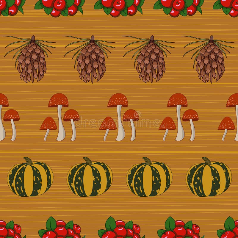 Colorful Autumn Vector Repeat Pattern on Brown Background Stock Vector ...