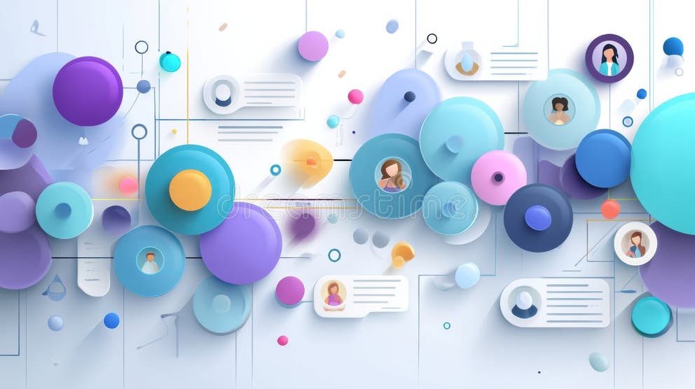 Virtual Meeting Interface Featuring Colorful Avatars and Message ...