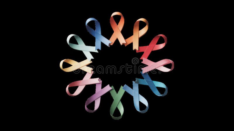Colorful Awareness Ribbons Forming a Circle on Transparent Background ...