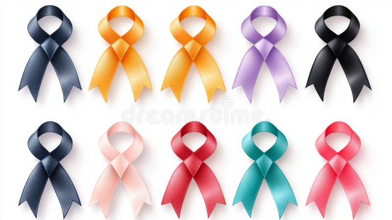 Colorful Awareness Ribbons Set on White Background Stock Illustration ...