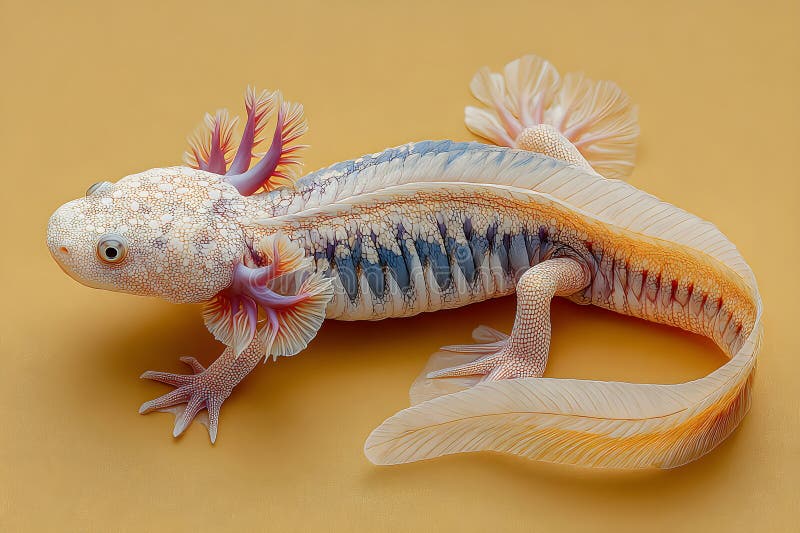 Colorful Axolotl with Intricate Patterns and Delicate Frills on a ...