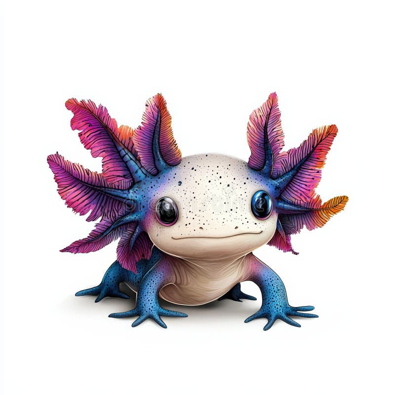 Colorful Axolotl with Vibrant Gills Isolated Stock Illustration ...