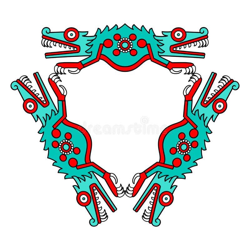 Aztec Crocodile Symbol, Cipactli, Black and White Illustration Stock ...