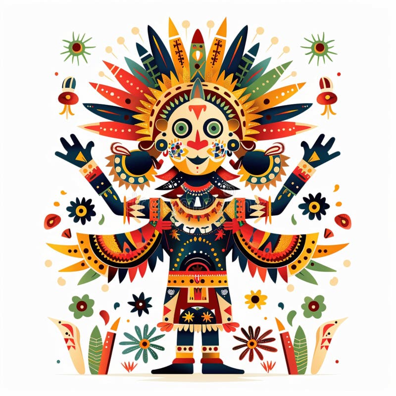Colorful Aztec Inspired Character Illustration Stock Illustration ...