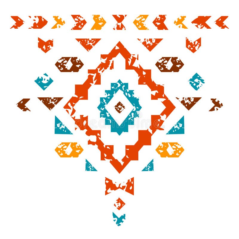 Colorful Aztec Ornament On White Geometric Ethnic Illustration Vector