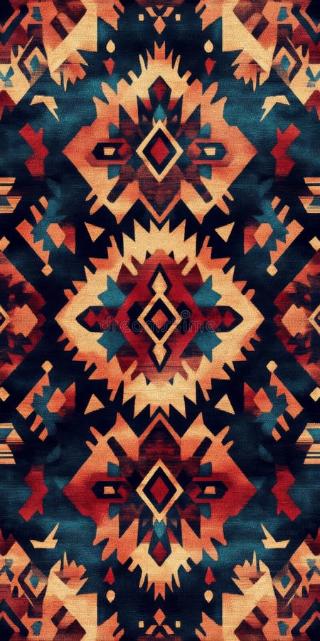 Colorful Aztec Pattern with Dark Red and Brown Geometric Designs Stock ...