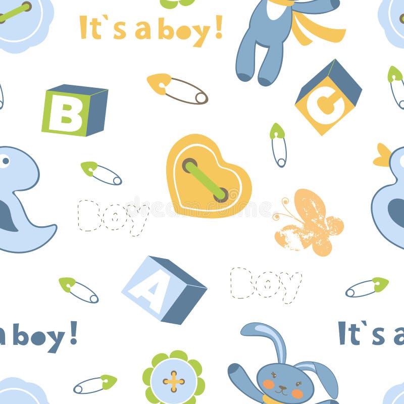 Colorful Baby Boy Seamless Pattern Stock Vector - Illustration of child ...