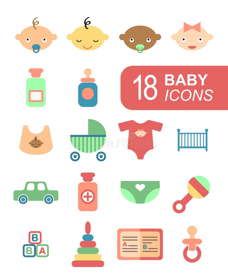 Colorful Baby Icons Set. stock vector. Illustration of colorful - 48621411