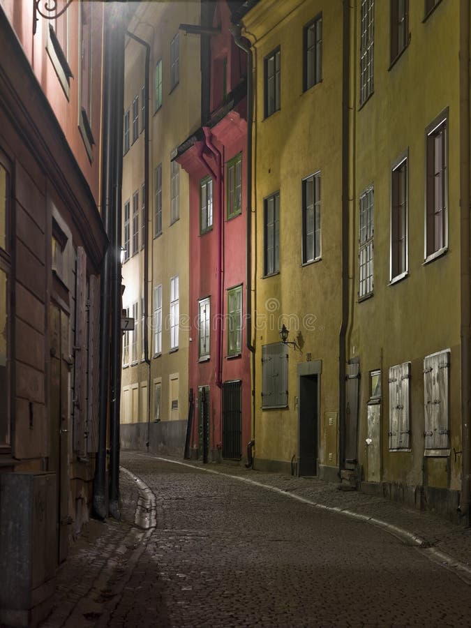 Colorful back alley stock image. Image of urban, hour - 12007575