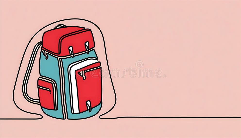 Colorful Back Packer with Continuous One Line Style, Generative AI ...