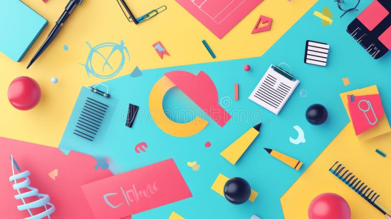 Colorful Back-to-school Backdrop with Shapes and Symbols for ...