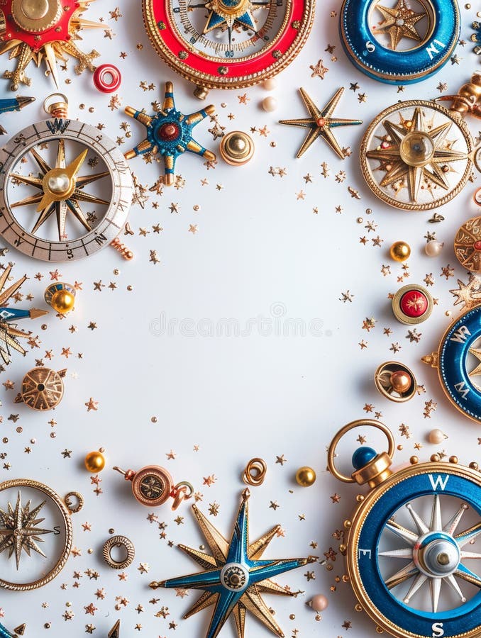 Colorful Back To School Frame Background with Compass and Stars for ...