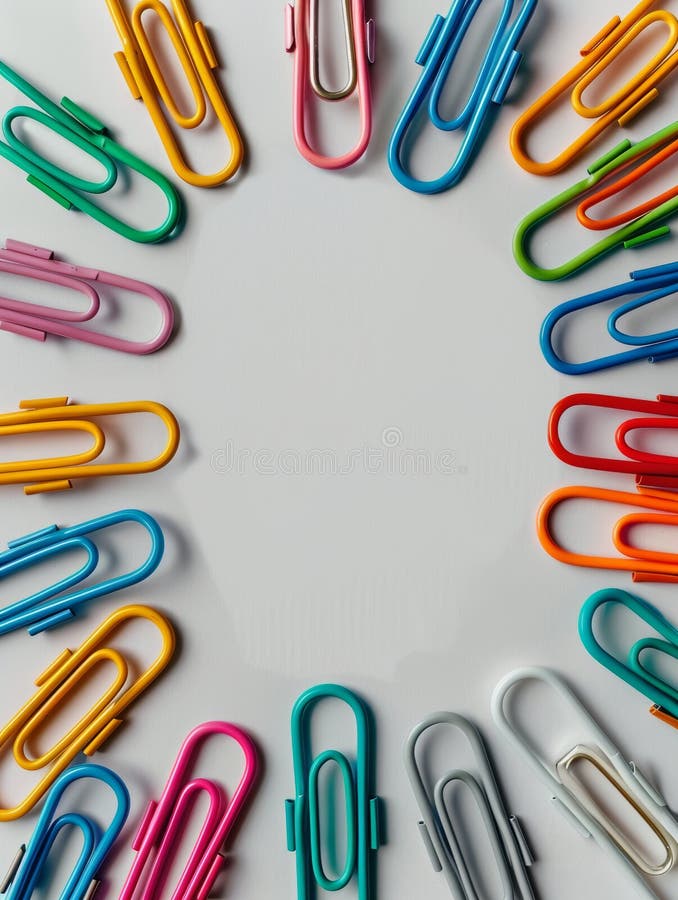 Colorful Back To School Frame Background with Multicolored Paper Clips ...