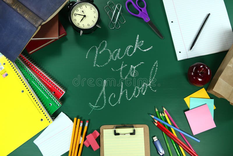 Back To School Themed Background Image Stock Photo - Image of clock ...