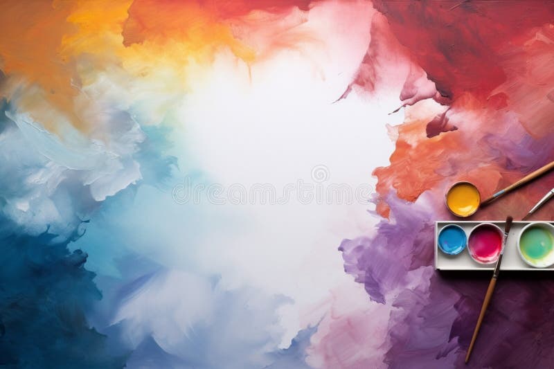 Colorful Backdrop, a Blank Sheet Beckons Brushes for Artistic ...