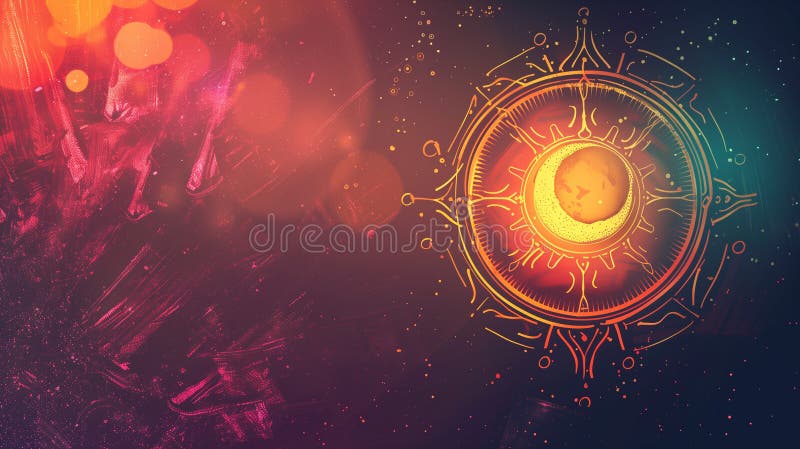 Colorful Backdrop Featuring a Sun and Moon Symbols for Solstice Stock ...