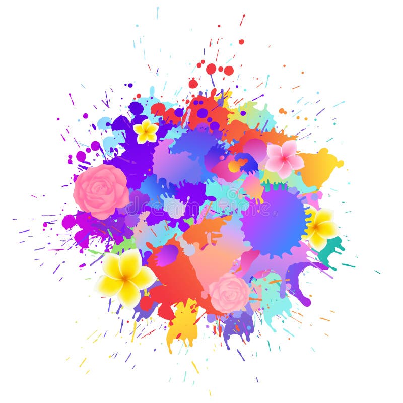 Colorful Banner Background with Art Paint Drops, Spots Stock Vector ...