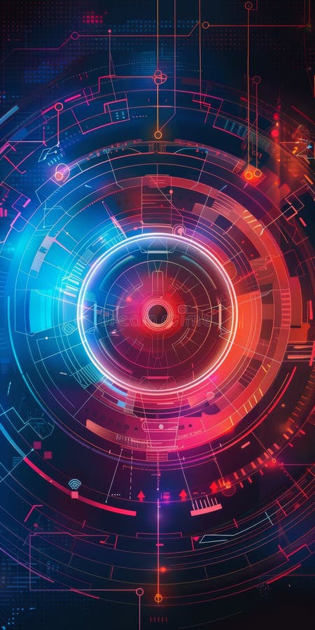 Colorful Background with Abstract Cyber Defense Elements. Stock ...