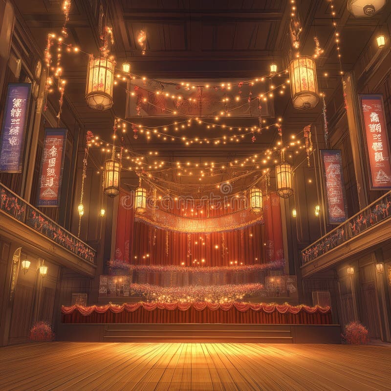 Colorful Background Anime Indoor for Party Stock Photo - Image of hall ...