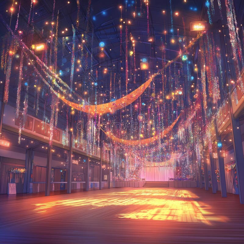 Colorful Background Anime Indoor for Party Stock Photo - Image of glow ...