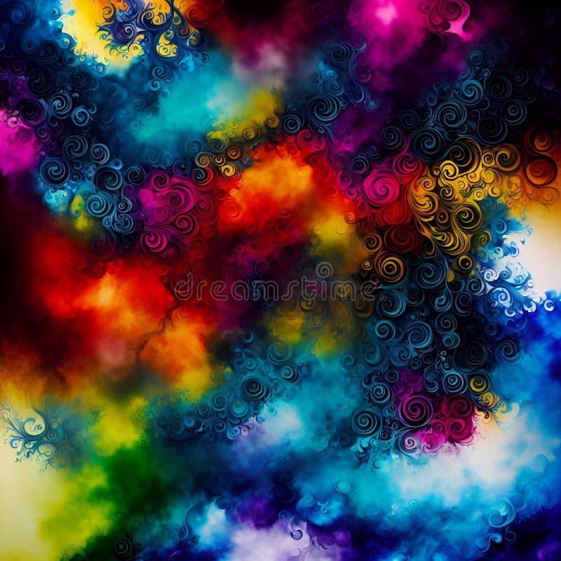 Colorful Background , Black Ink Flow, Abstract Art ,AI Generated Stock ...