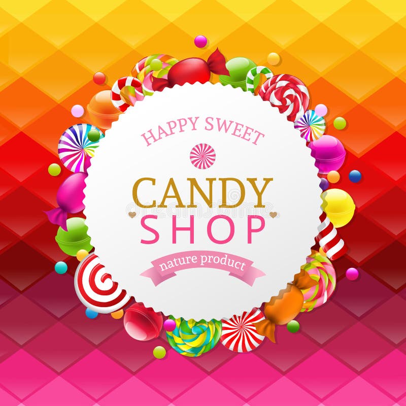 Colorful Background with Candy Banner Stock Illustration - Illustration ...