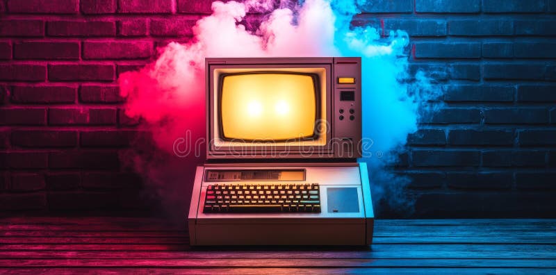 Computer Setup in Workspace Showing Large Language Model Program Stock ...