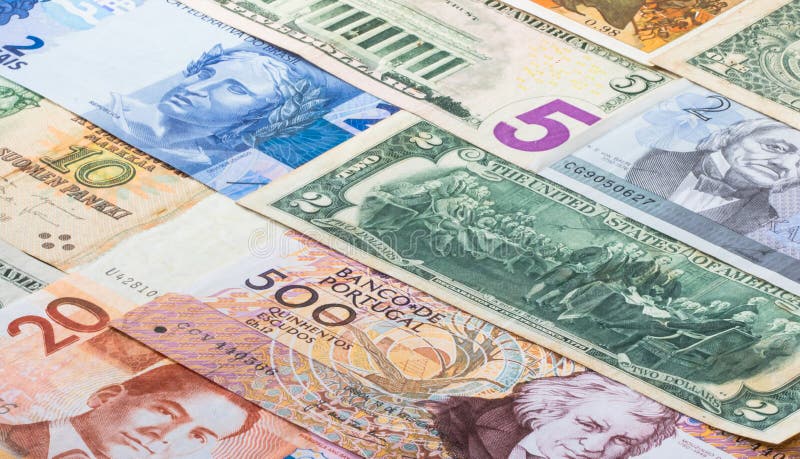 Background with Current and Old Banknotes from Some Countries Stock ...