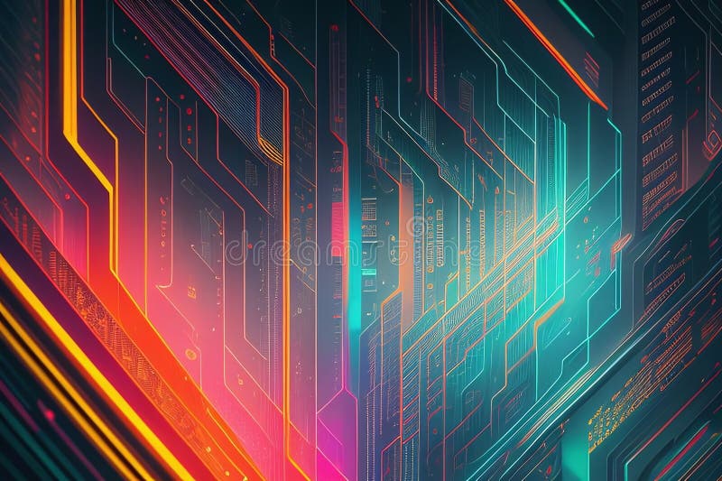 A Colorful Background with a Digital Pattern and the Word Cyber on it ...