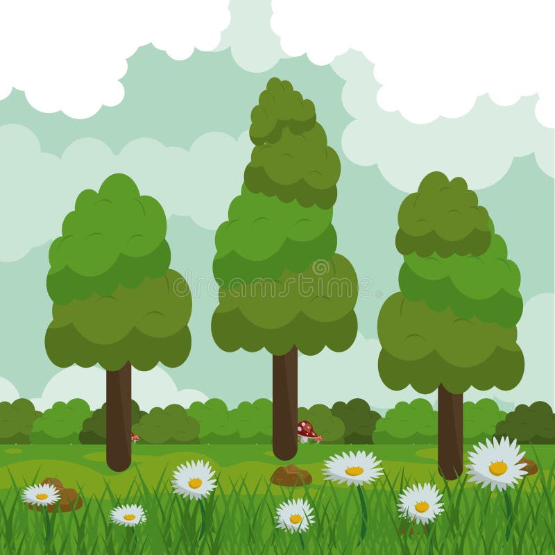 Forest Landscape with River Icon Cartoon Stock Vector - Illustration of ...