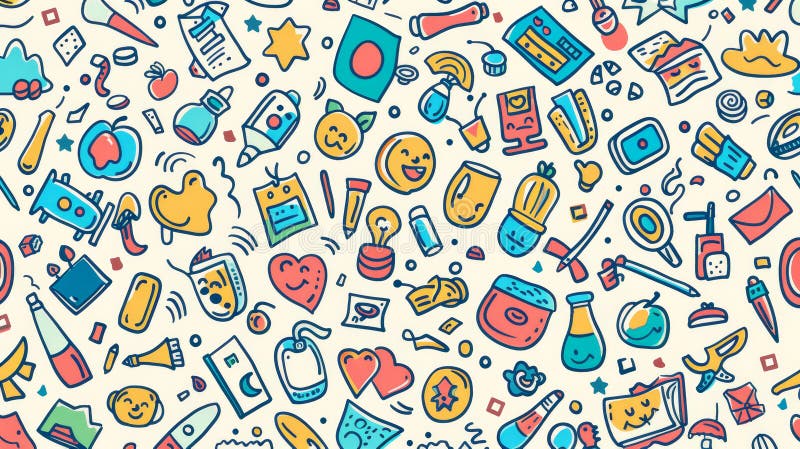 A Colorful Background with Many Different Cartoon Characters and ...