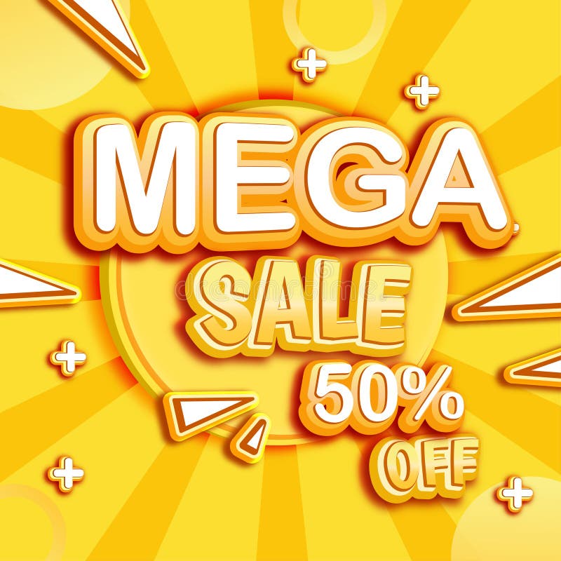 Colorful Background Mega Sale Banner Sales Text Effect 3d Collection ...