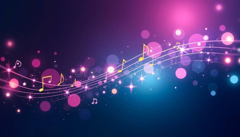 Colorful Background with Musical Notes and Stars Stock Image - Image of ...