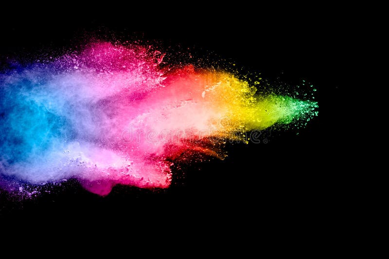 Colored Dust Splash Cloud on Dark Background. Launched Colorful ...