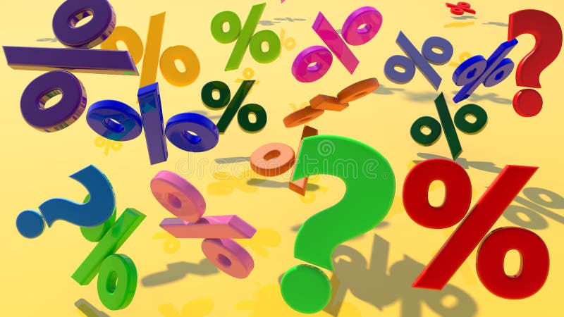 Colorful Background of Question Marks and Percentage Signs Stock ...