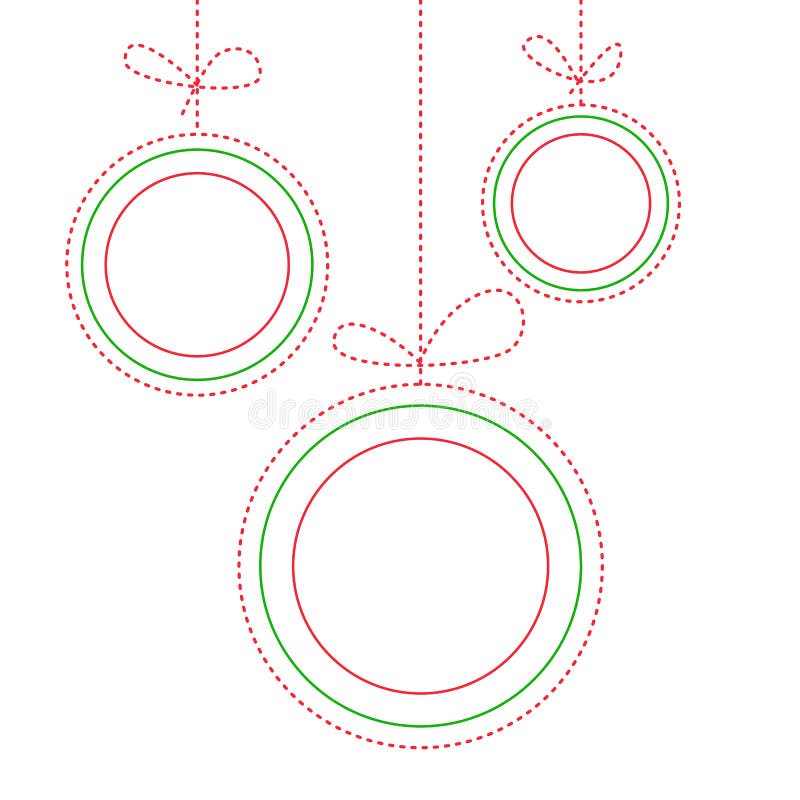 Colorful Background of Three Christmas Balls in a Line Art Style Stock ...
