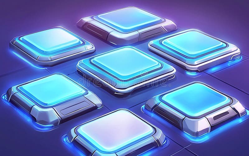 Colorful Backlit Buttons on a Futuristic Control Panel, Designed for a ...